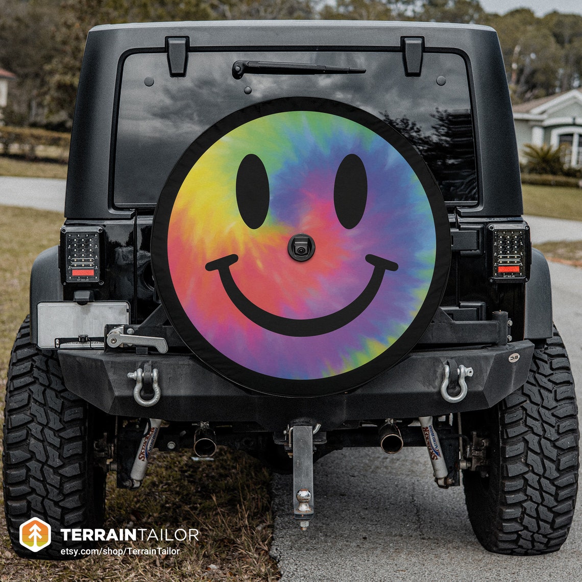 Tye Dye Smiley Face Spare Tire Cover Fits Jeeps, Broncos, Suvs, Campers ...