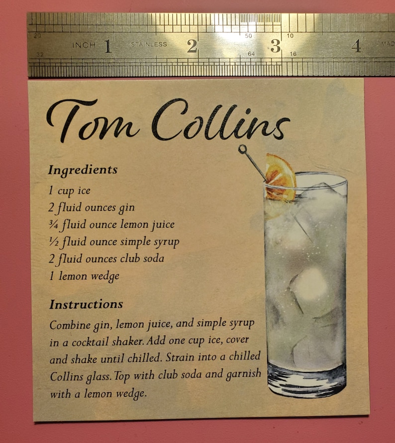 Gin Cocktail Recipe Magnets - Set of 4 - Etsy