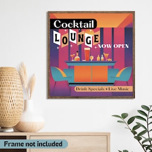 Retro Lounge Poster, Vintage Bar Sign, Mid-century Modern Wall Art ...