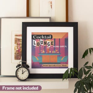 Retro Lounge Poster, Vintage Bar Sign, Mid-century Modern Wall Art ...