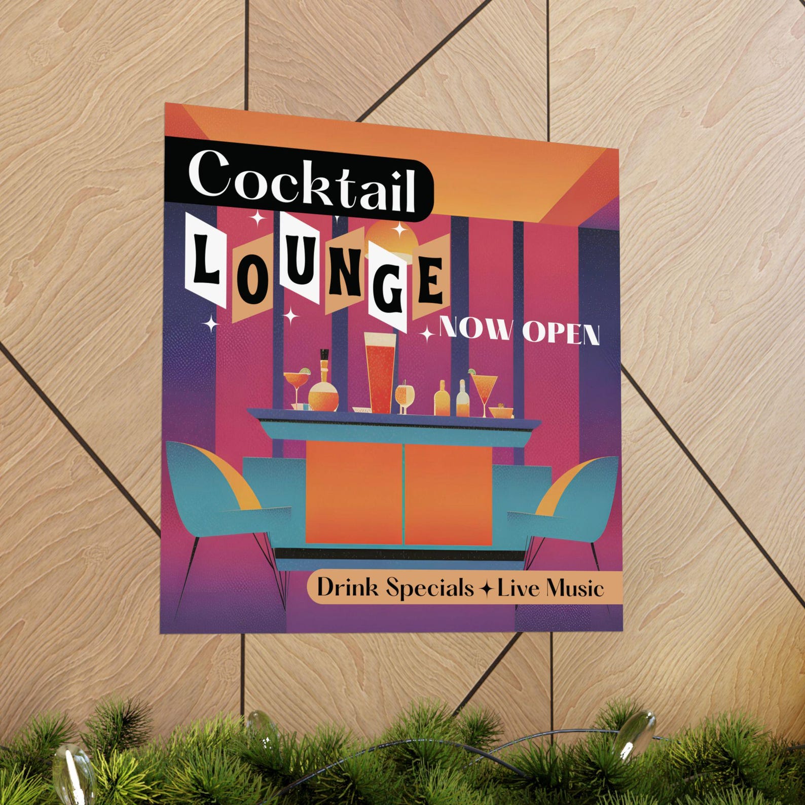 Retro Lounge Poster, Vintage Bar Sign, Mid-century Modern Wall Art ...