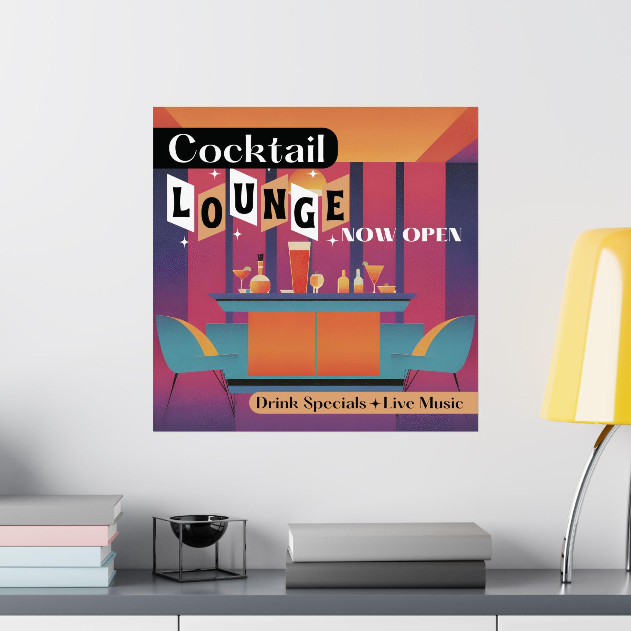 Retro Lounge Poster, Vintage Bar Sign, Mid-century Modern Wall Art ...