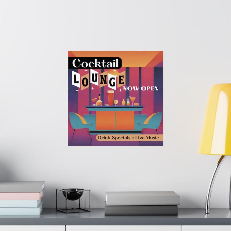 Retro Lounge Poster, Vintage Bar Sign, Mid-century Modern Wall Art ...