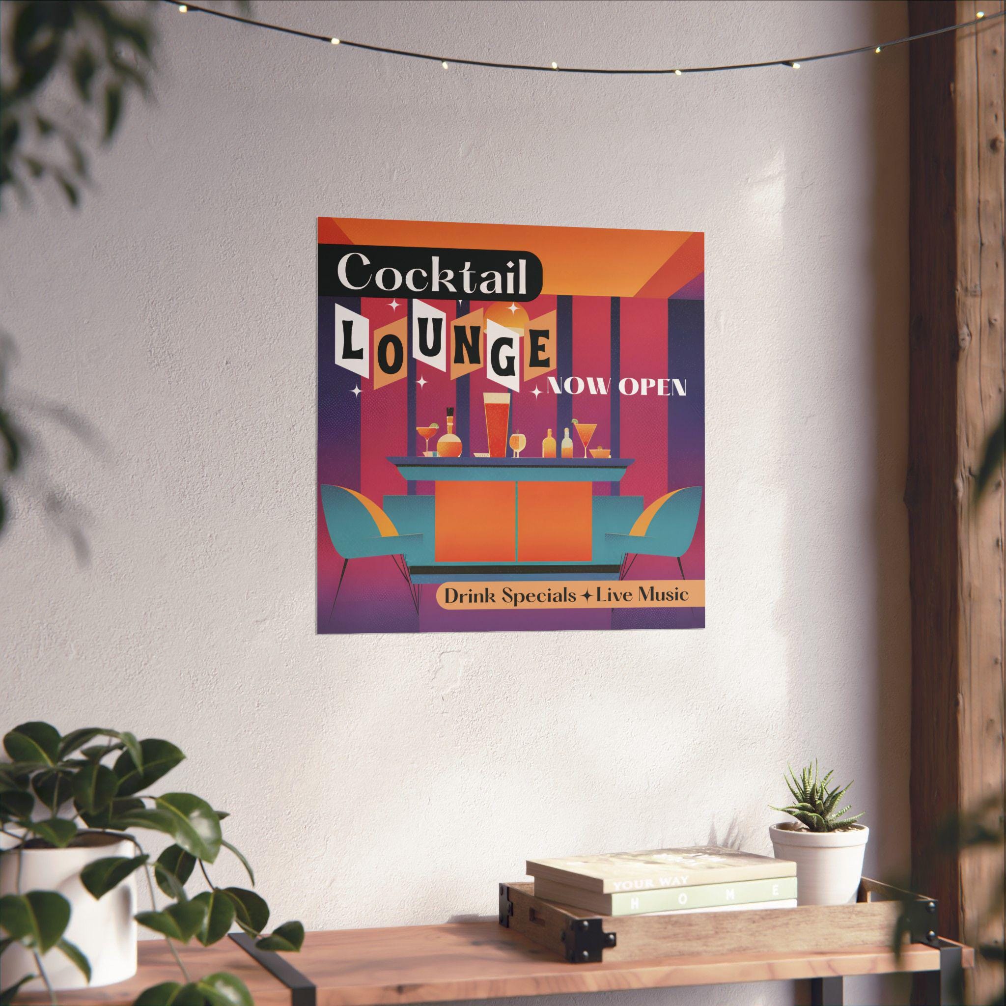 Retro Lounge Poster, Vintage Bar Sign, Mid-century Modern Wall Art ...