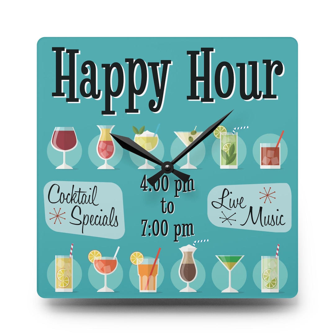 Retro Clock, Cocktail Hour Wall Clock, Mid-century Modern Clock ...