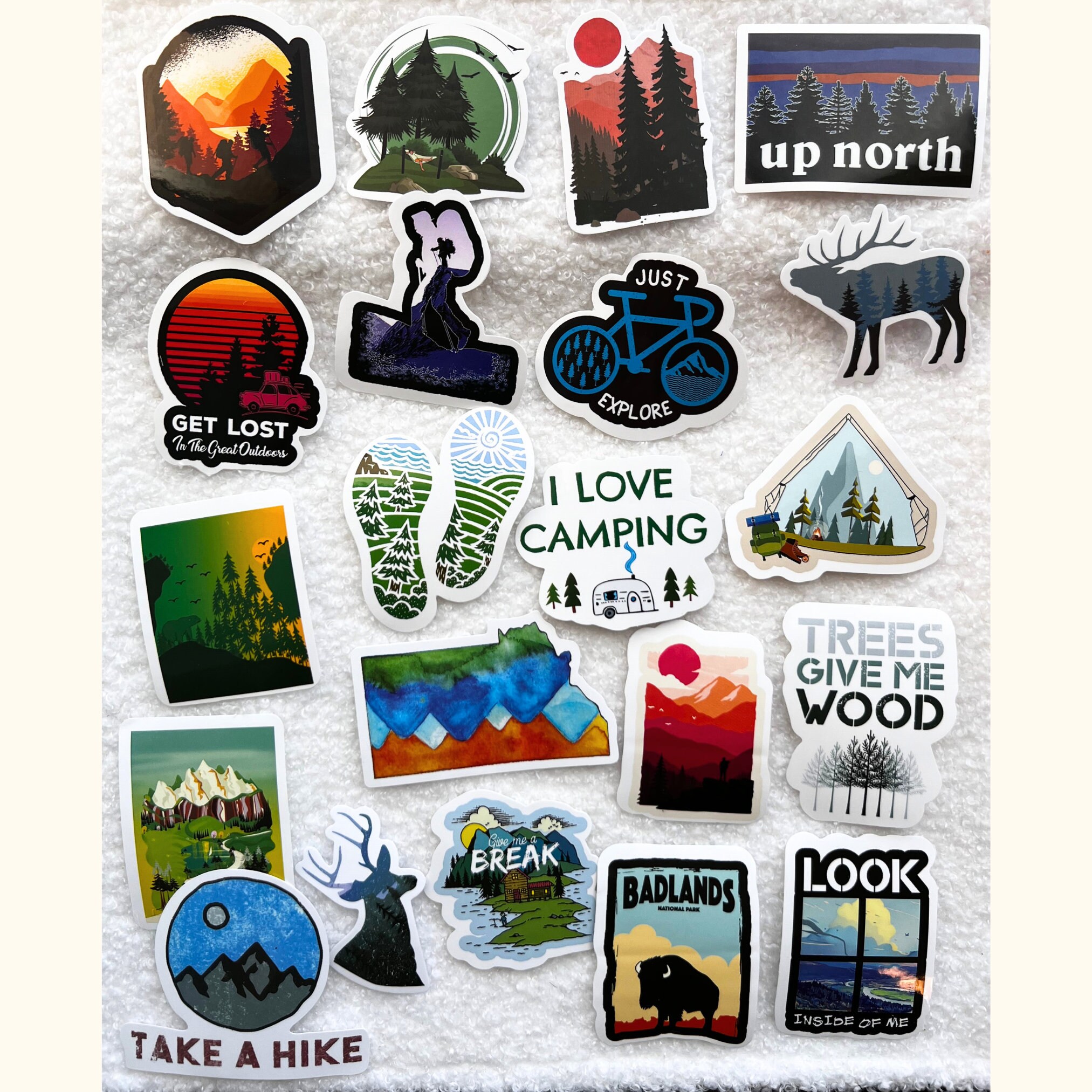 Mountain Adventure Stickers, Hiking Camping and Cycling Sticker Bundles ...