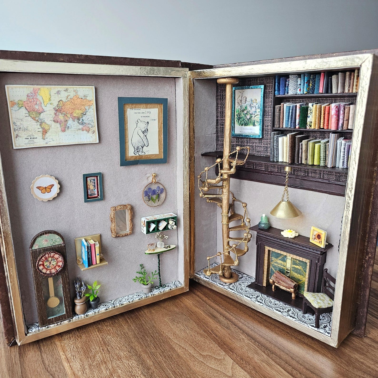 Hand Crafted Miniature Library in A Book Diorama - Etsy