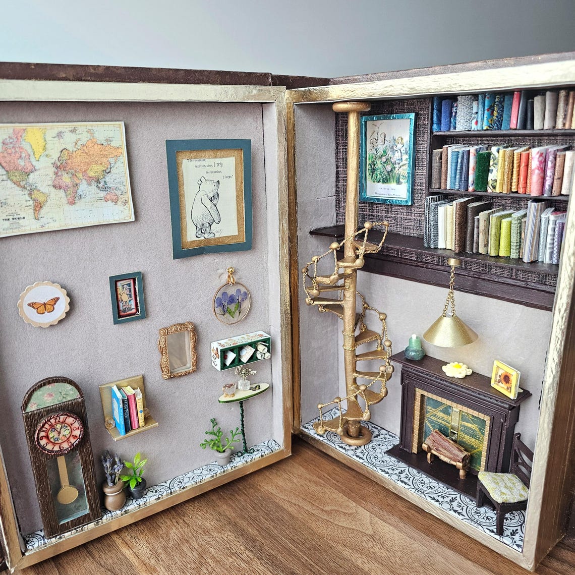 Hand Crafted Miniature Library in A Book Diorama - Etsy