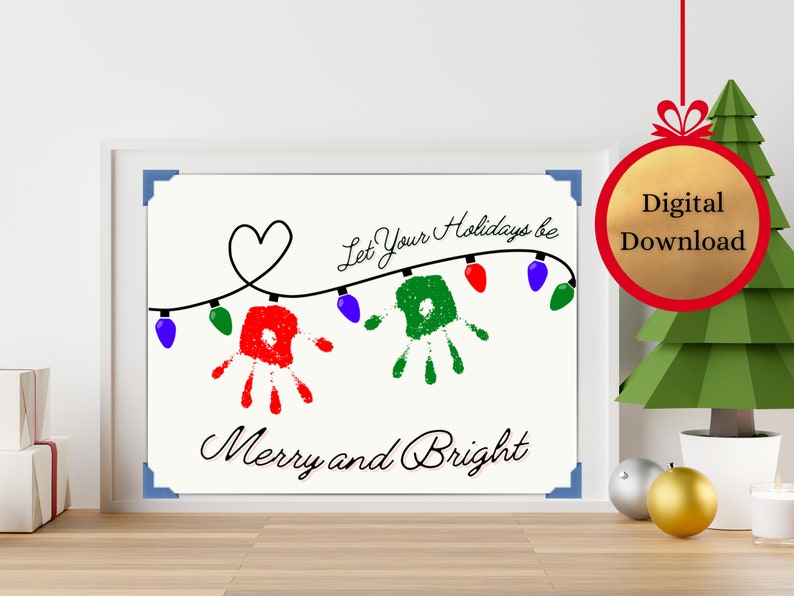 Festive Handprint Art Keepsake: Christmas Kids Craft Printable | Merry ...