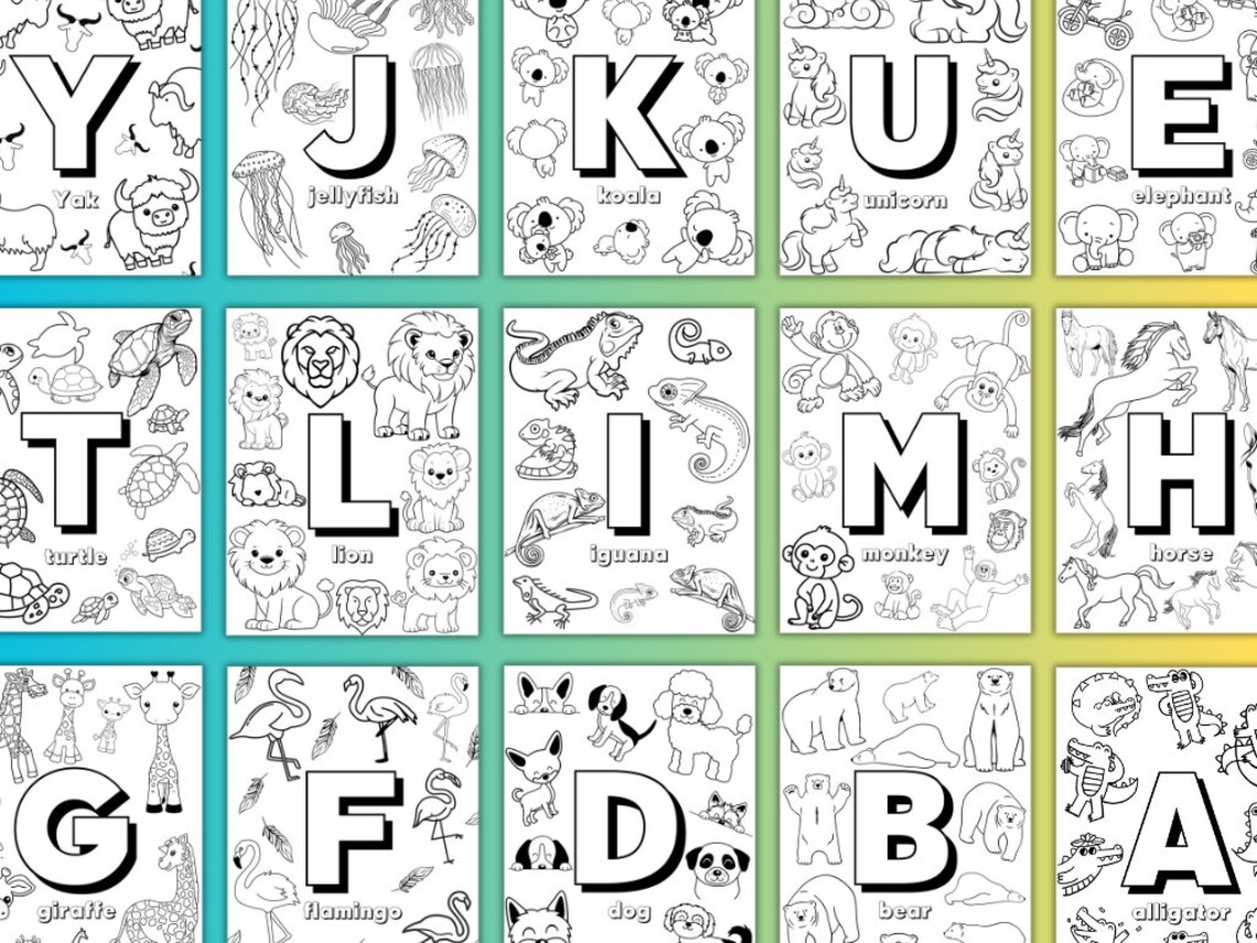 Alphabet Animal Adventures: Coloring Pages Alphabet - Etsy