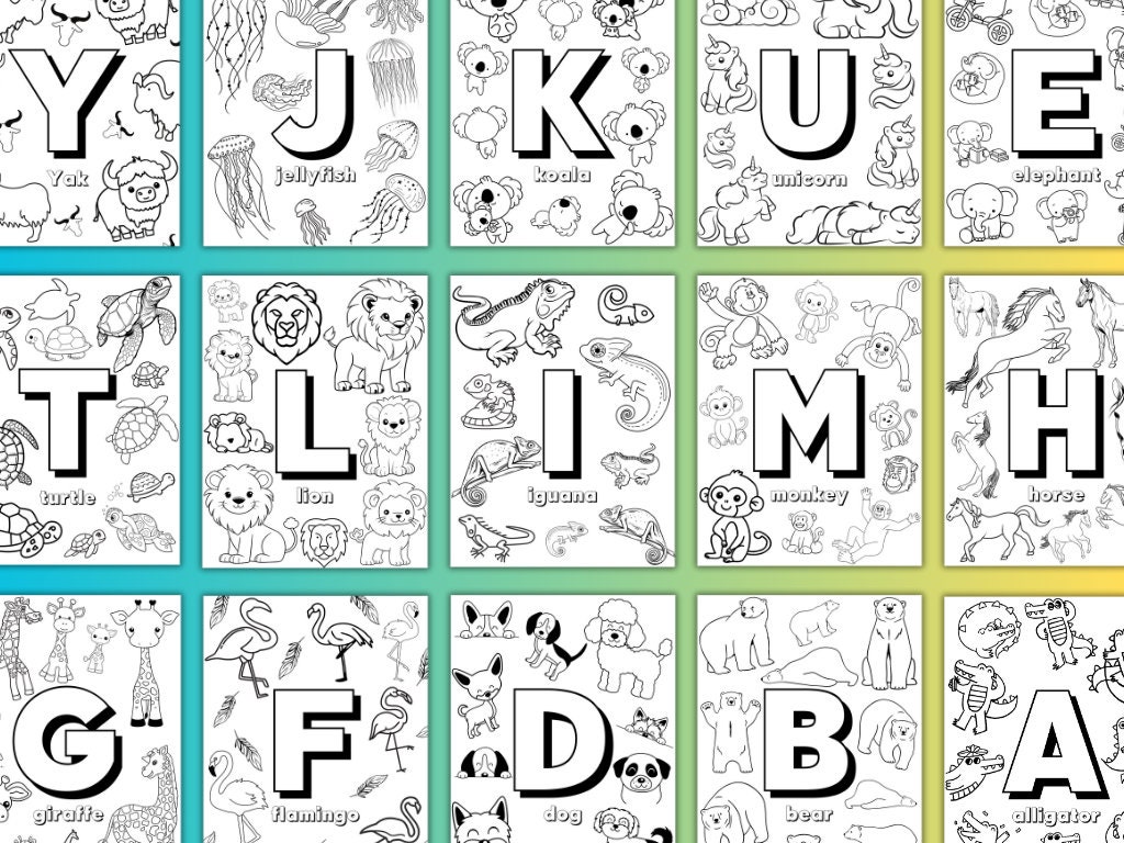 Alphabet Animal Adventures: Coloring Pages Alphabet - Etsy