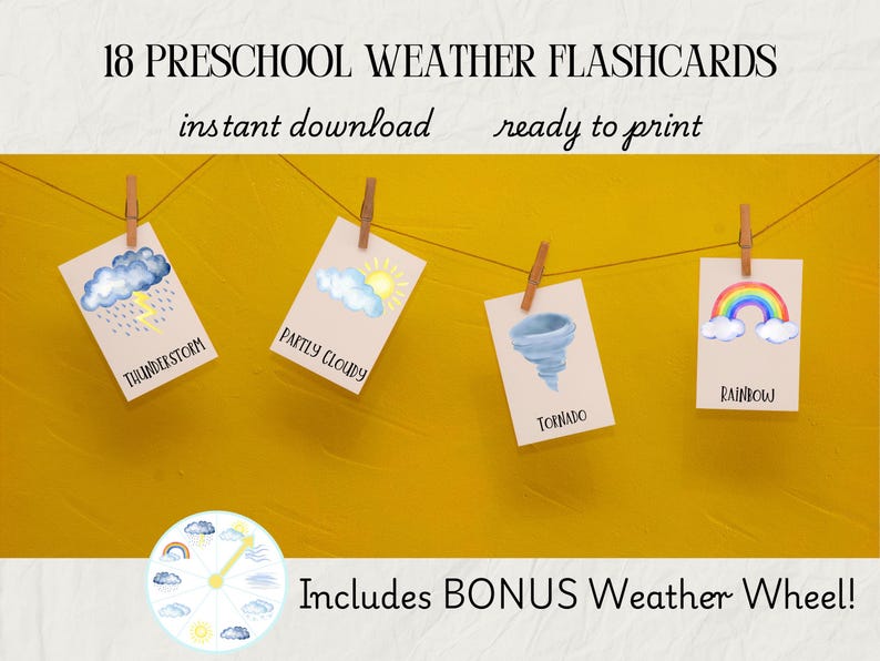 Weather Flashcards for Kids - Preschool Printable Learning Activity - Etsy