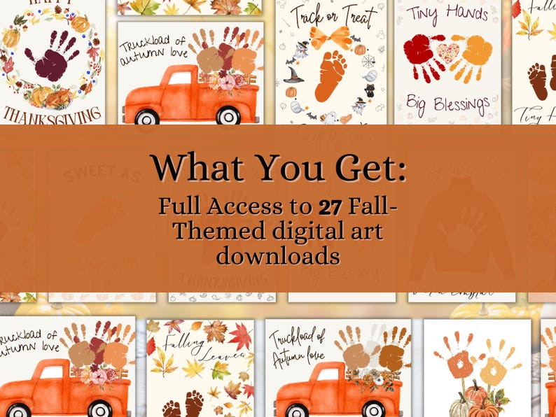 Fall Printable Art Bundle | DIY Handprint Crafts, Keepsake Decor ...