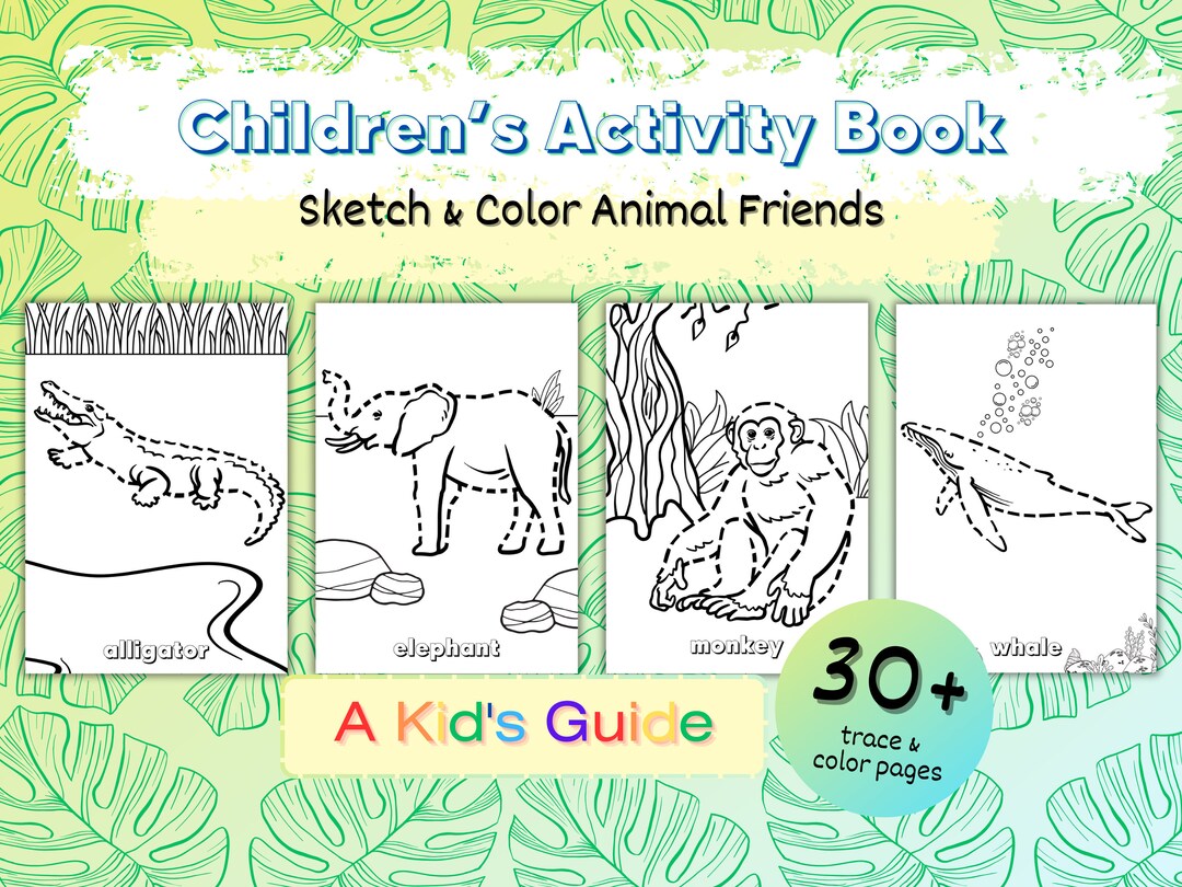 Kid's Activity Pack: Animal Coloring Book | Kid's Tracing and Coloring ...