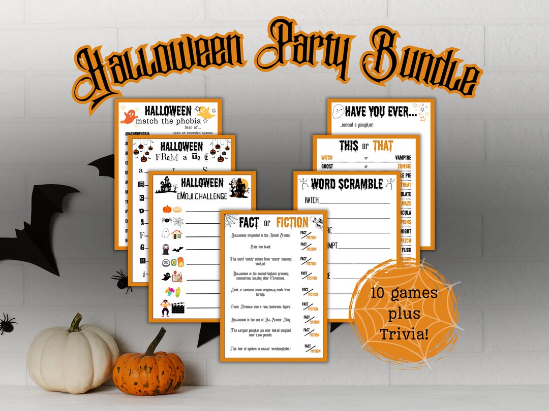 Halloween Trivia and Fun Printable Game Bundle for Kids Teens Adults ...