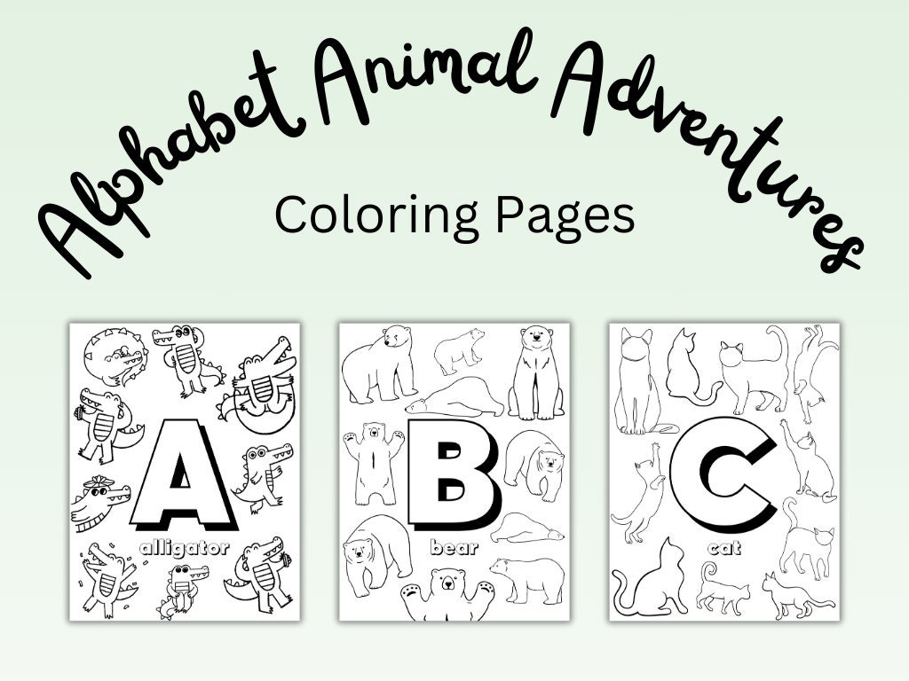 Alphabet Animal Adventures: Coloring Pages Alphabet - Etsy