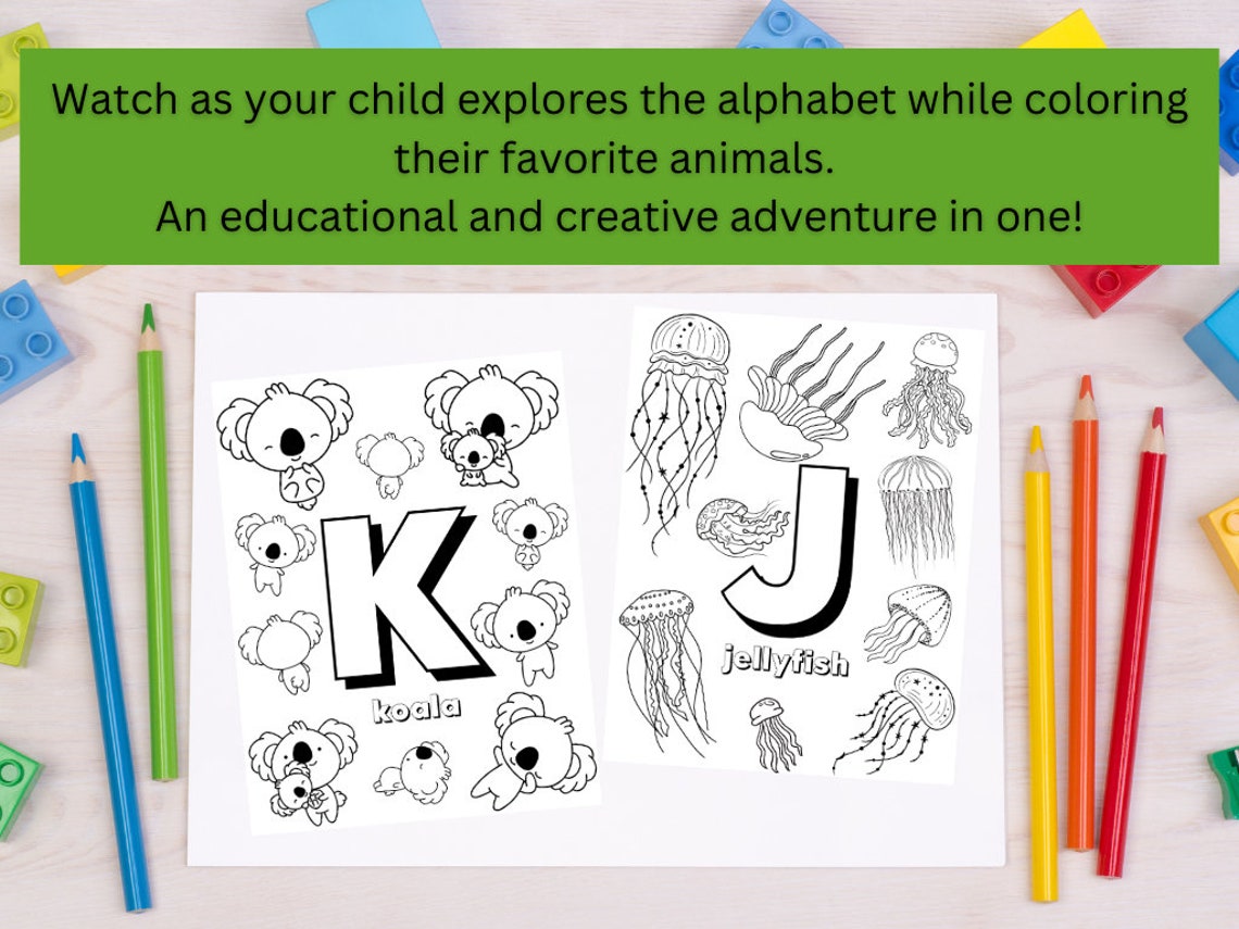 Alphabet Animal Adventures: Coloring Pages Alphabet - Etsy