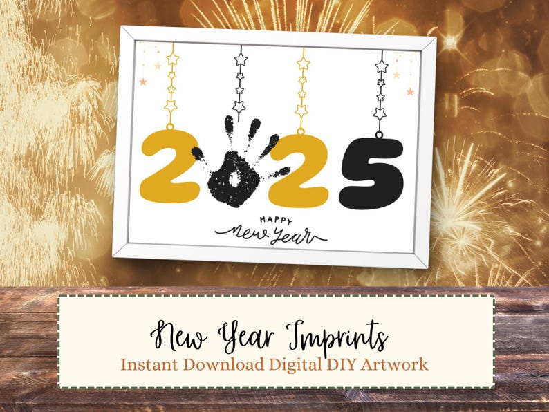 Festive New Year Handprint Art: DIY Keepsake Craft for Kids, Preschool ...