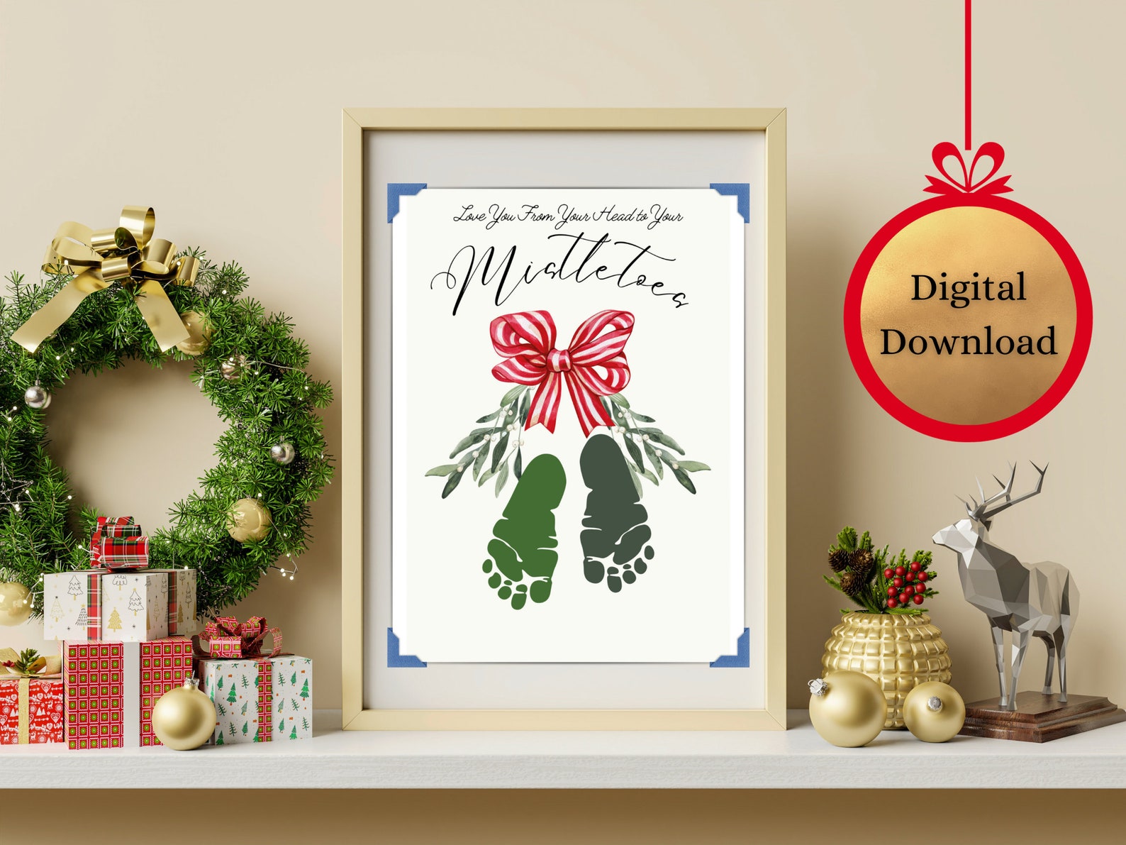 Christmas Footprint Art Footprint Keepsake, Christmas Kids Craft ...