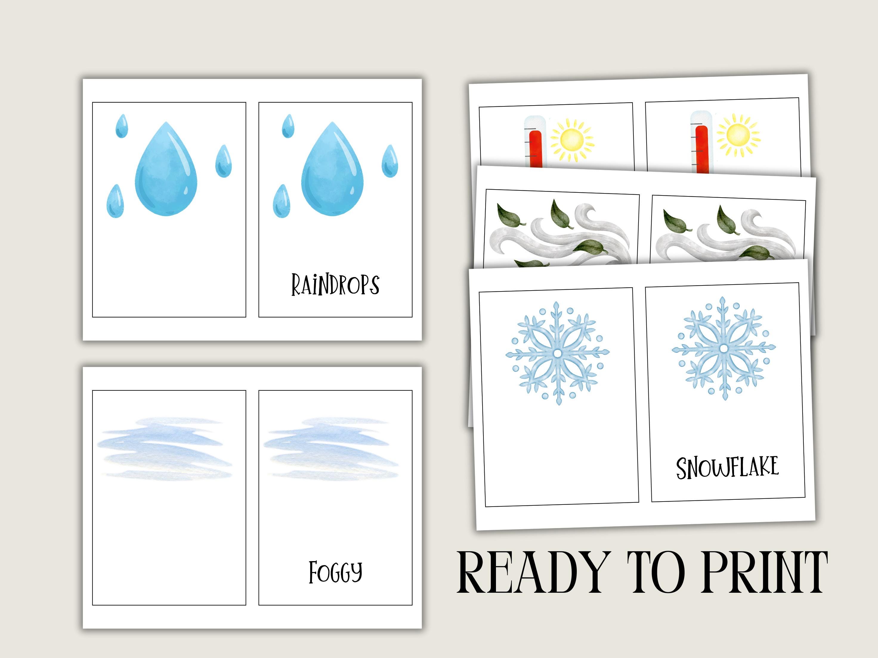 Weather Flashcards for Kids - Preschool Printable Learning Activity - Etsy