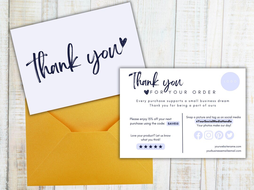 Small Business Thank You Card Template | Thanks for Your Purchase Card ...
