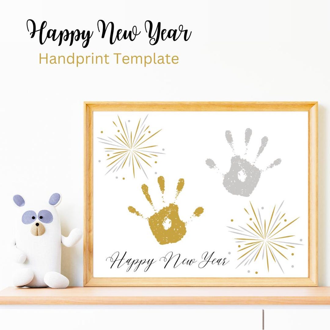 Festive New Year Handprint Art: DIY Keepsake Craft for Kids, Preschool ...