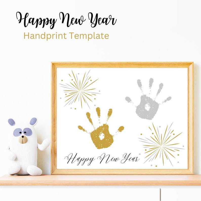 Festive New Year Handprint Art: DIY Keepsake Craft for Kids, Preschool ...