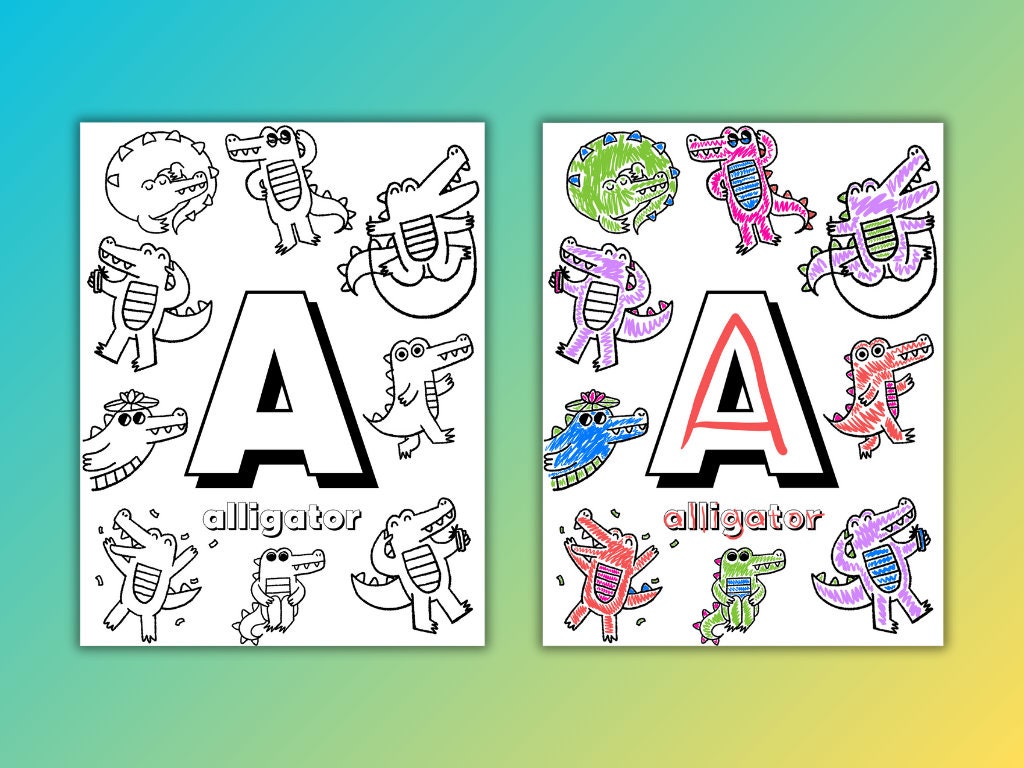 Alphabet Animal Adventures: Coloring Pages Alphabet - Etsy