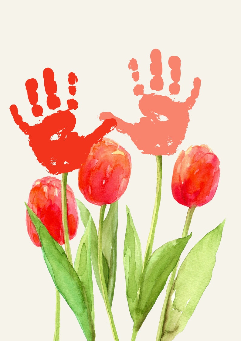 Handprint Tulip Art: Kids Keepsake Craft (digital Download) - Etsy