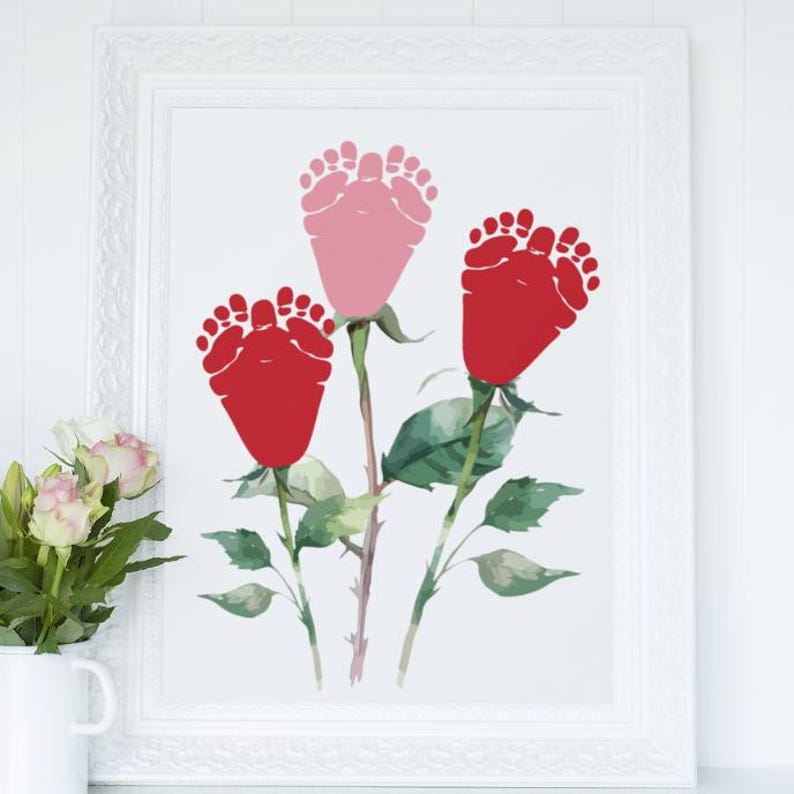 Valentine's Day Footprint Art: Keepsake Craft Printables for Kids ...