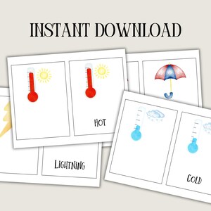 Weather Flashcards for Kids - Preschool Printable Learning Activity - Etsy