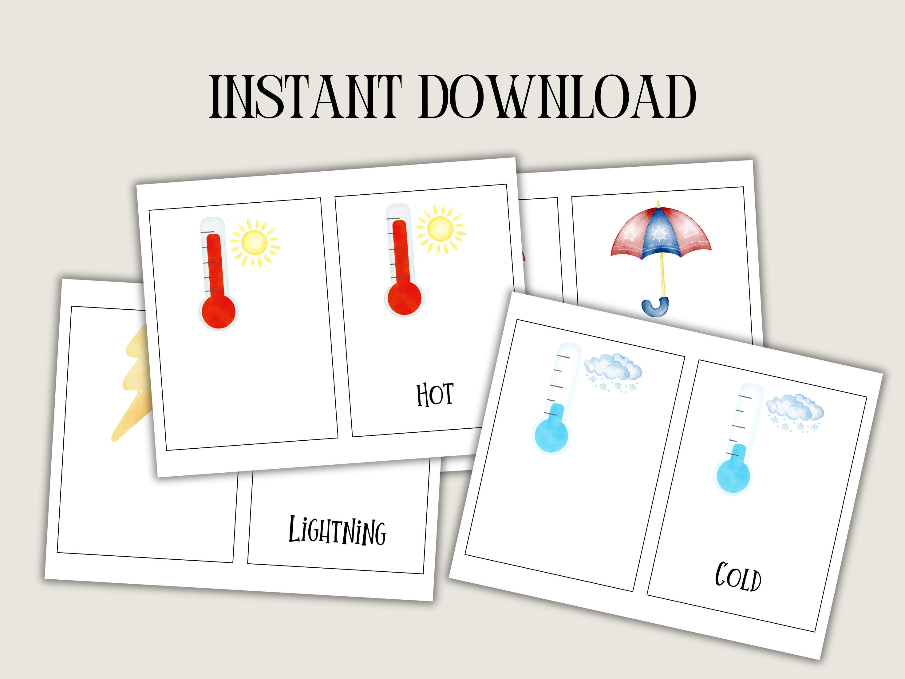 Weather Flashcards for Kids - Preschool Printable Learning Activity - Etsy