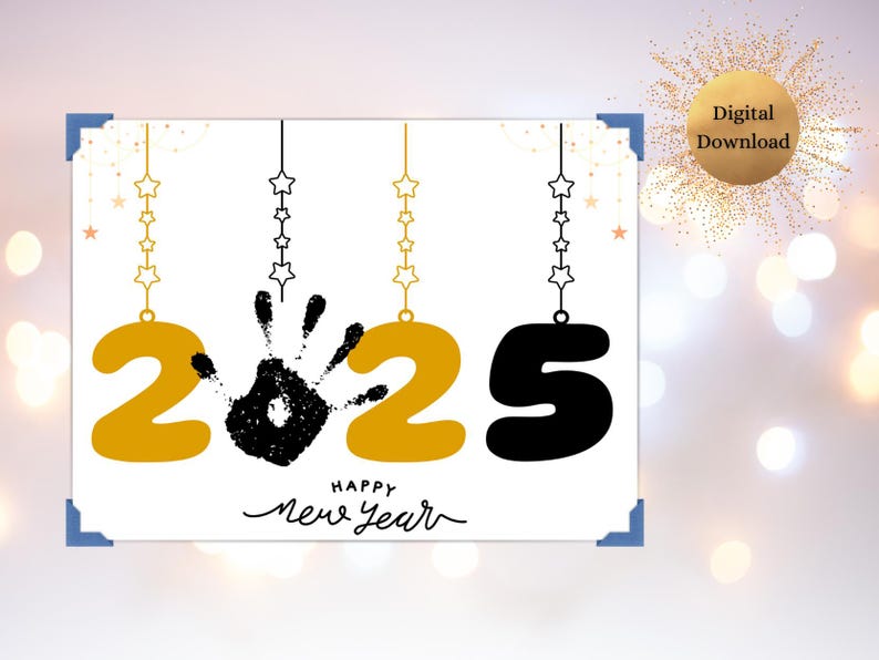 Festive New Year Handprint Art: DIY Keepsake Craft for Kids, Preschool ...