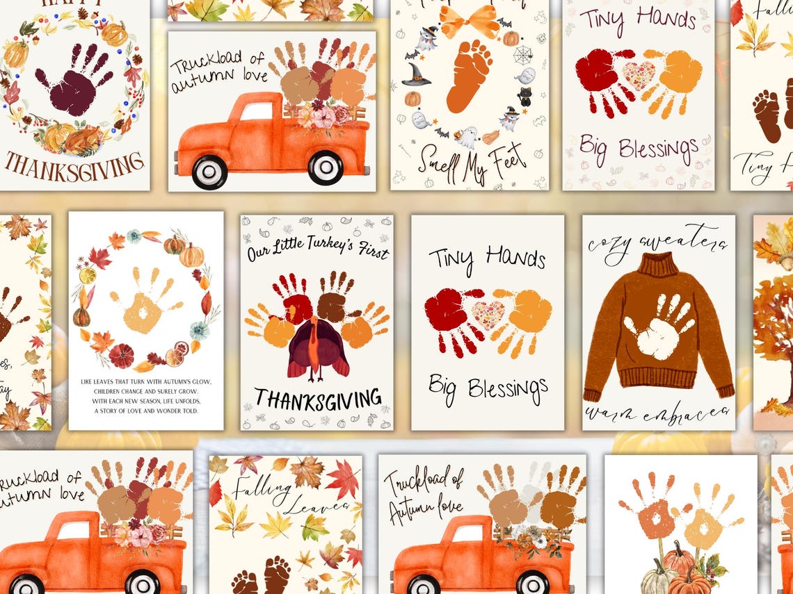 Fall Printable Art Bundle | DIY Handprint Crafts, Keepsake Decor ...