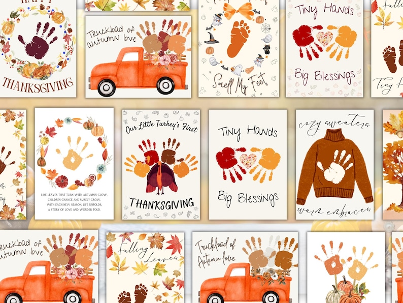Fall Printable Art Bundle | DIY Handprint Crafts, Keepsake Decor ...