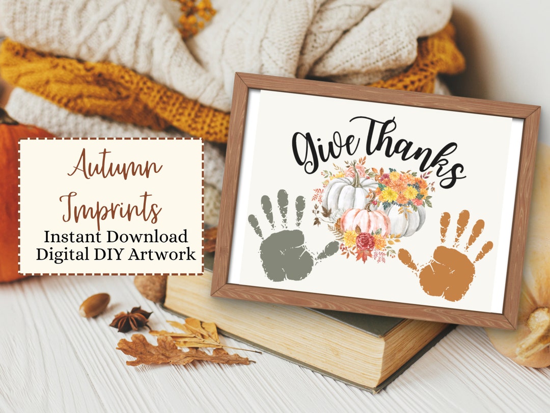 Give Thanks Handprint Art | Handprint Keepsake, Thanksgiving Kids Craft ...
