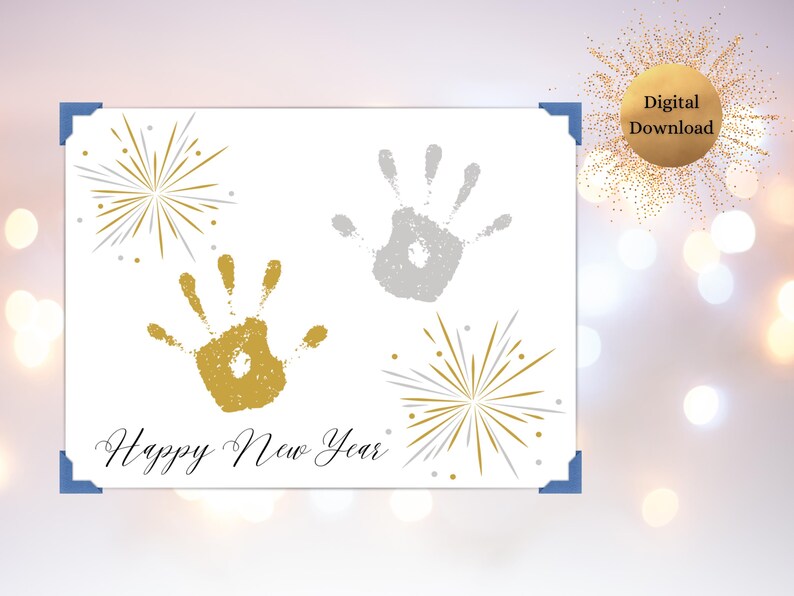 Festive New Year Handprint Art: DIY Keepsake Craft for Kids, Preschool ...