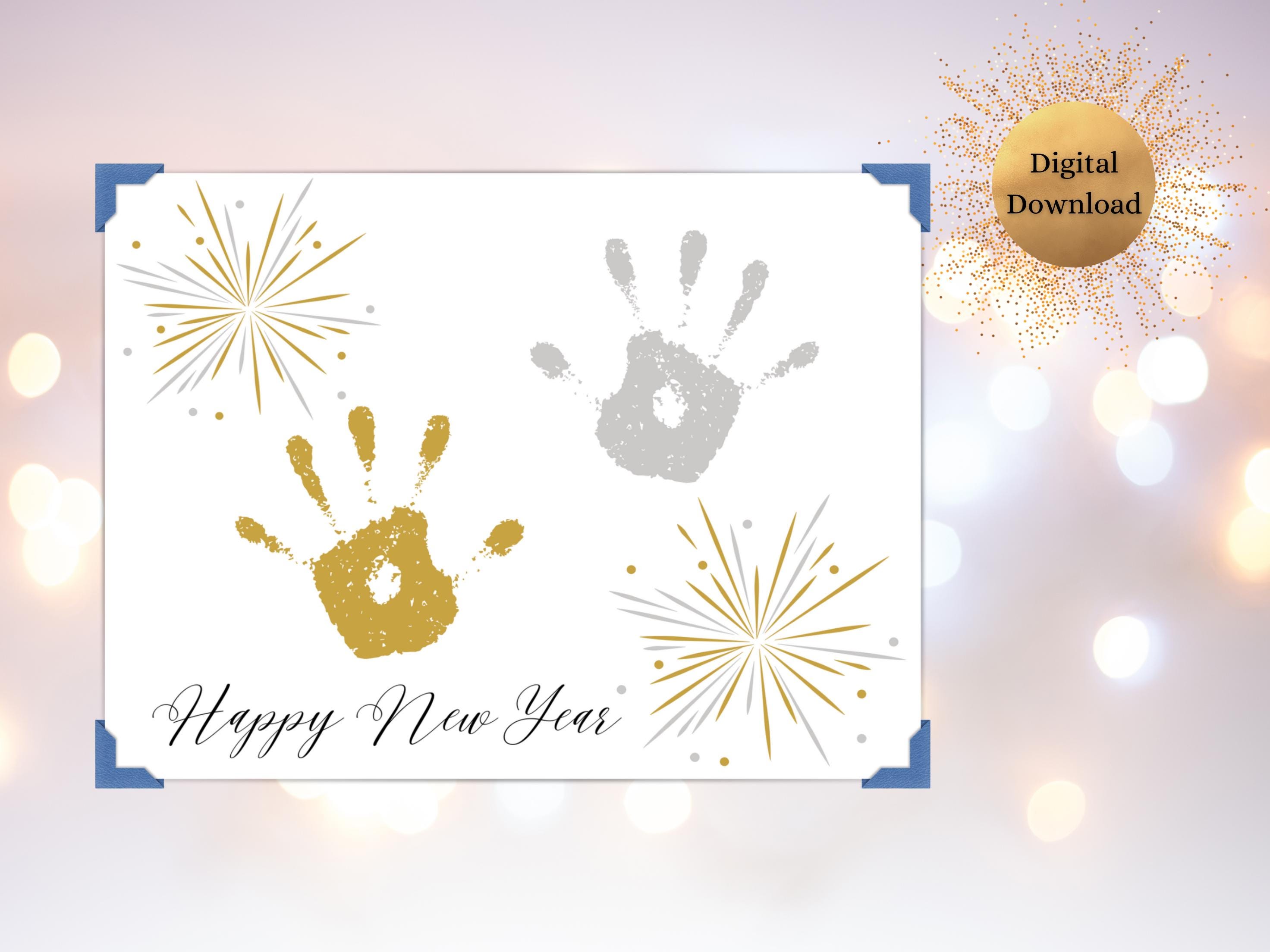Festive New Year Handprint Art: DIY Keepsake Craft for Kids, Preschool ...