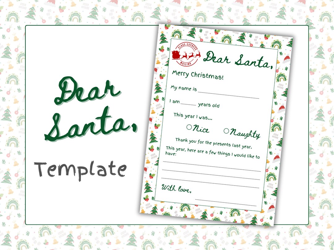 Letter to Santa Digital Template | Dear Santa SVG, Dear Santa PDF, Santa Addressed Envelope ...