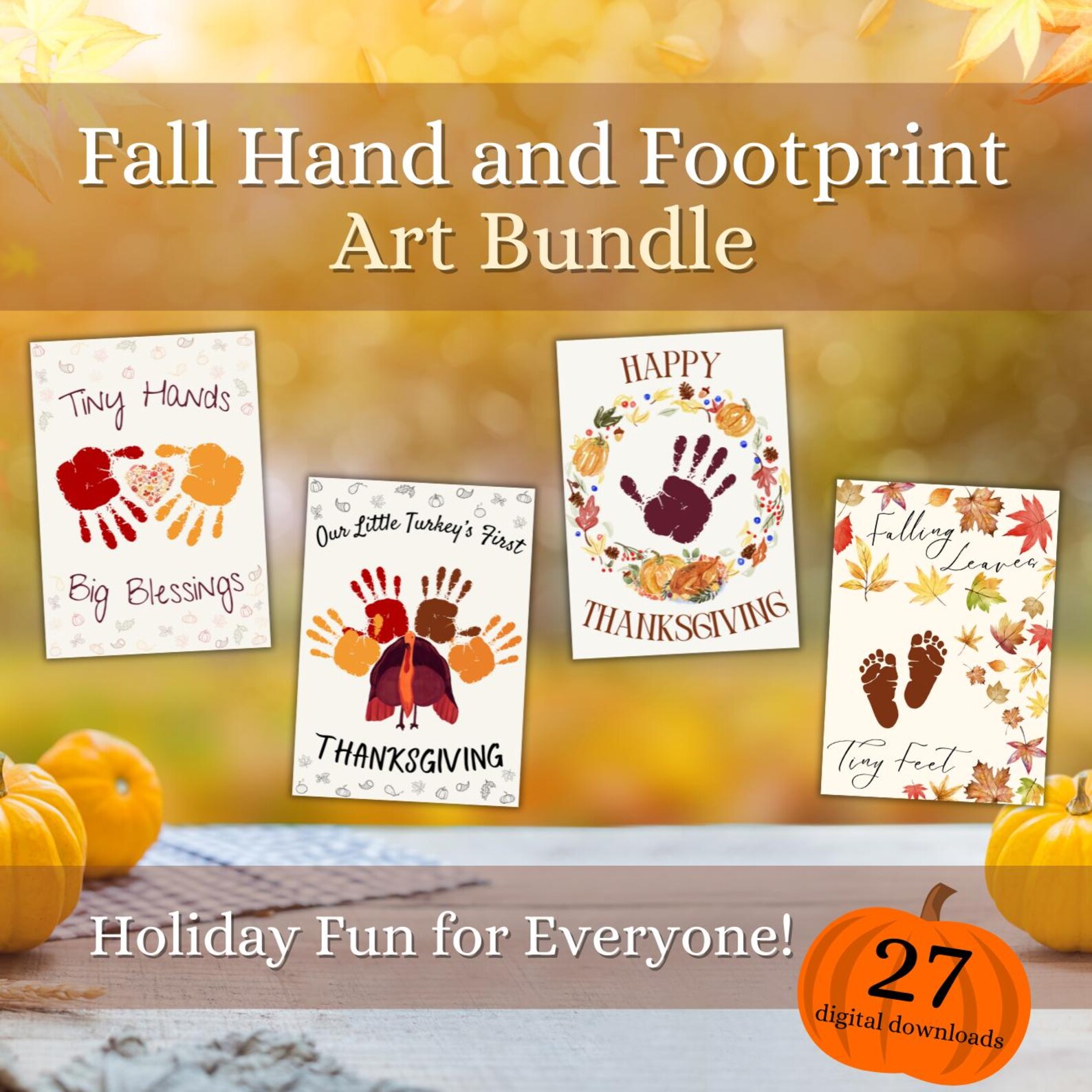 Fall Printable Art Bundle | DIY Handprint Crafts, Keepsake Decor ...