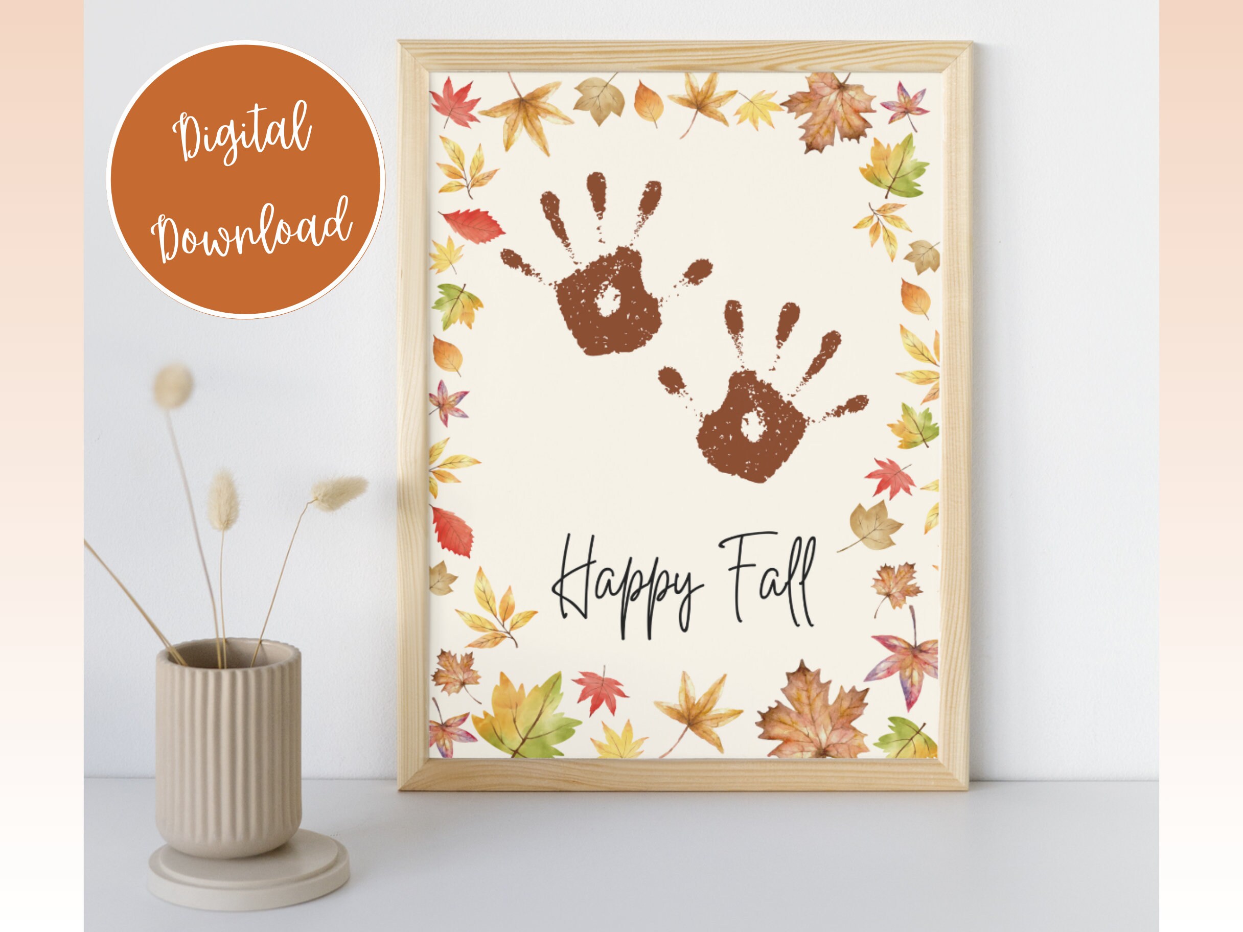Happy Fall Handprint Art, Fall Art Print, Preschool Fall Printable ...