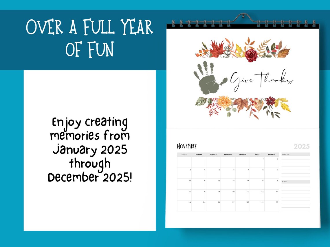 2025 Printable Hand & Footprint Calendar Bundle: Art Activity for Kids ...