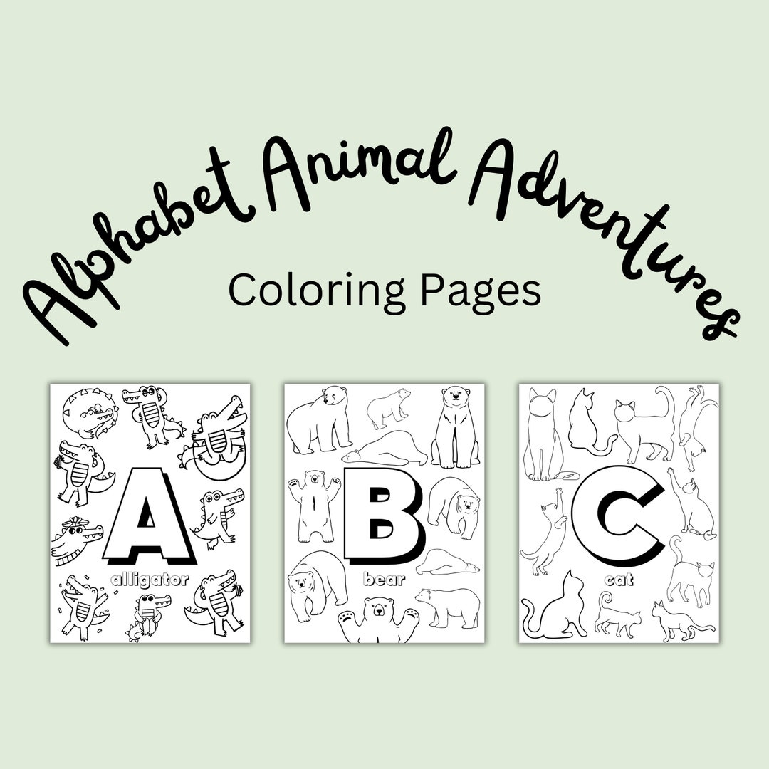 Alphabet Animal Adventures: Coloring Pages Alphabet Worksheets, Digital ...