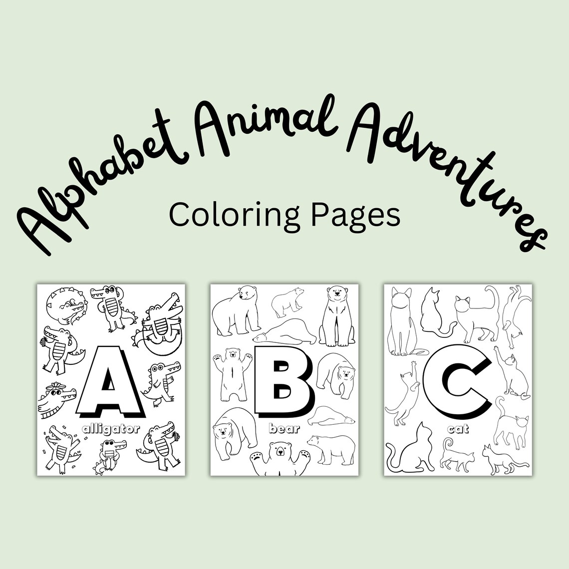 Alphabet Animal Adventures: Coloring Pages Alphabet - Etsy