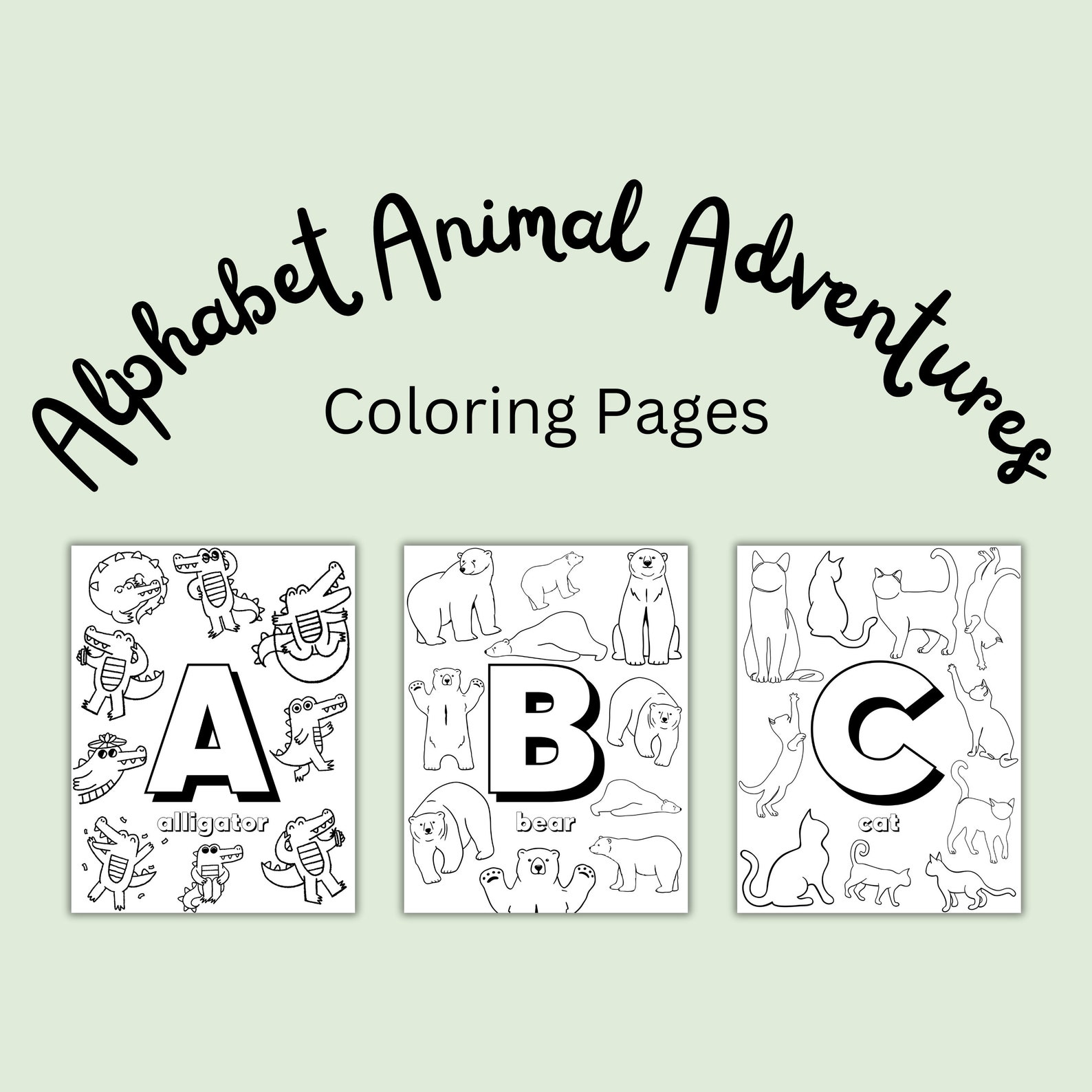 Alphabet Animal Adventures: Coloring Pages Alphabet - Etsy