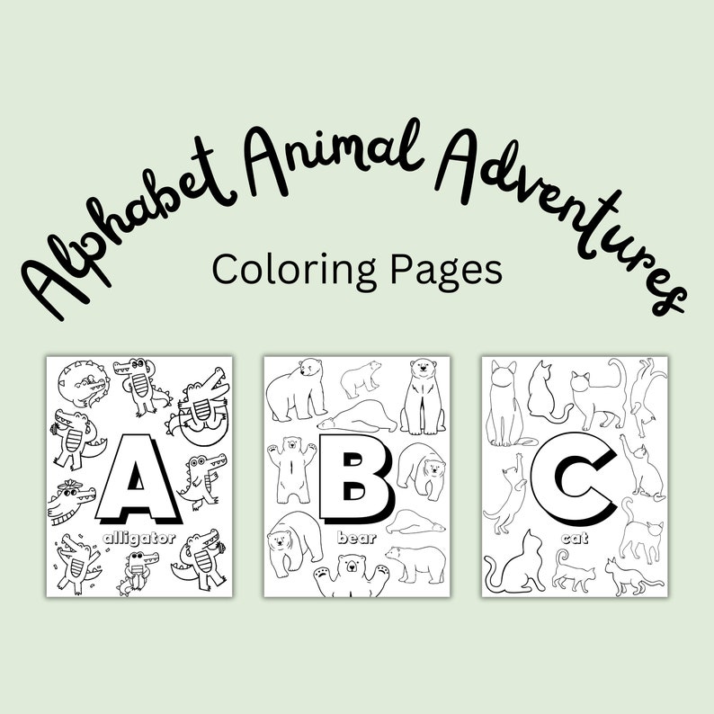 Alphabet Animal Adventures: Coloring Pages Alphabet - Etsy