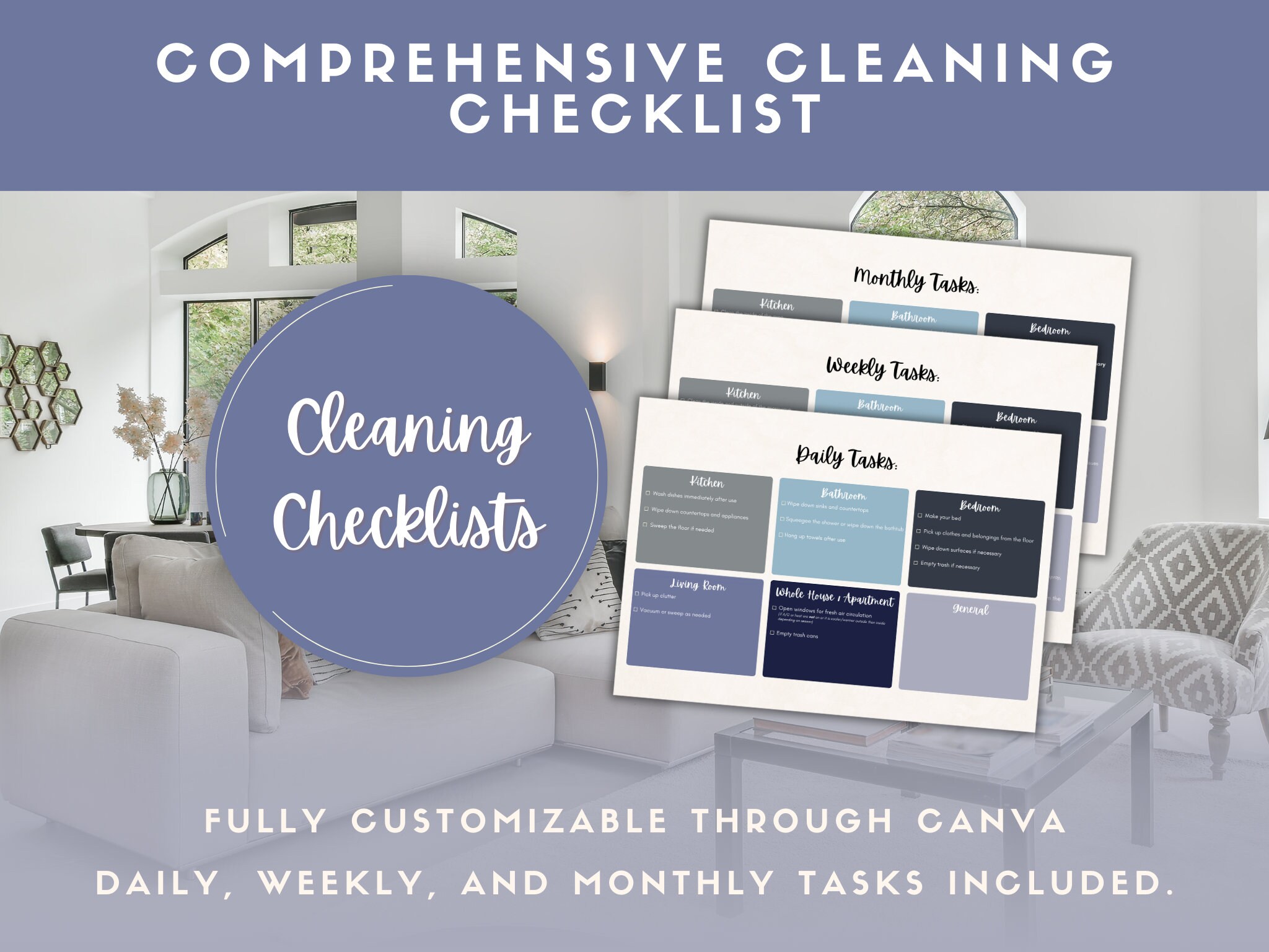 Cleaning Checklist Bundle Instant Download, Printable, Daily, Weekly ...