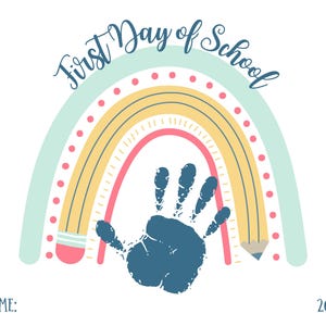 First Day of School Handprint Art Printables for Kids and Teachers - Etsy