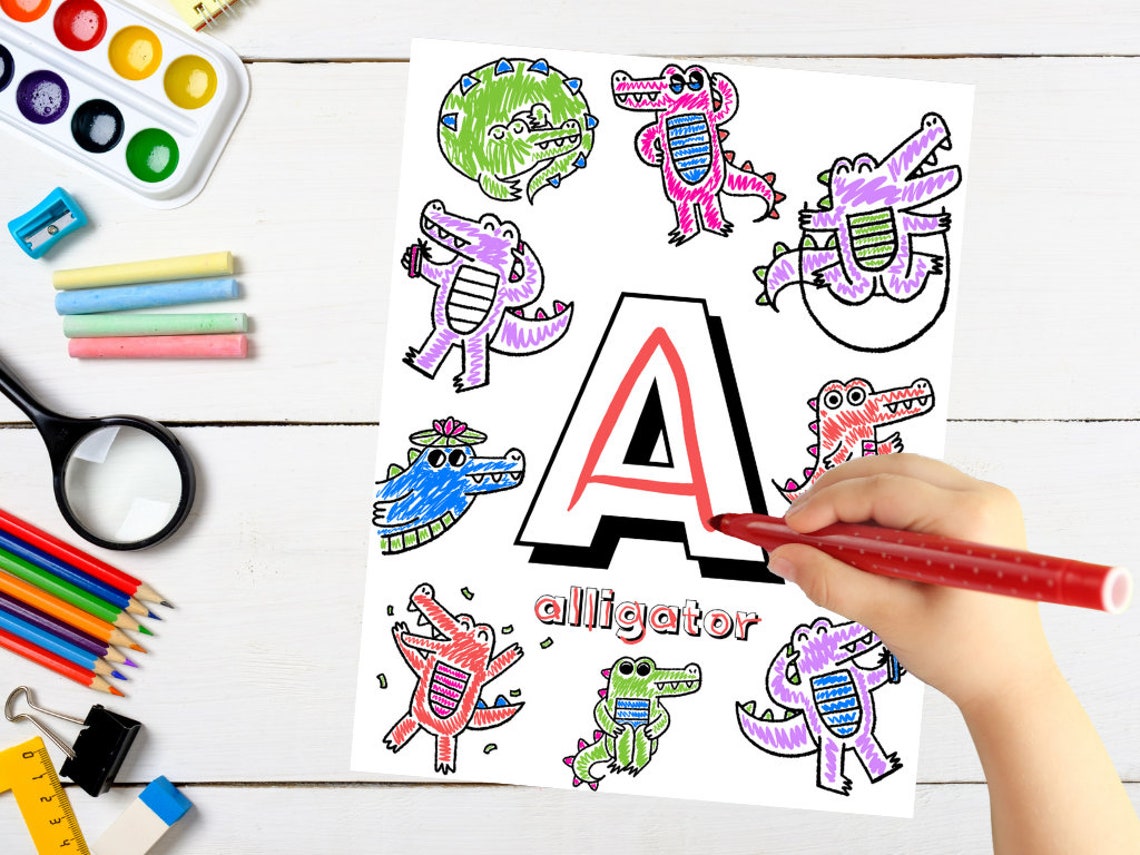 Alphabet Animal Adventures: Coloring Pages Alphabet - Etsy