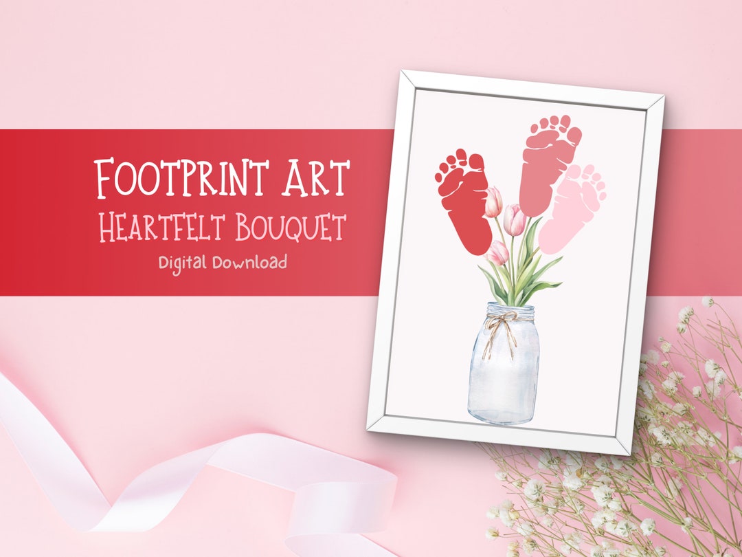 Floral Footprint Art | Footprint Craft, Footprint Keepsake, Preschool ...
